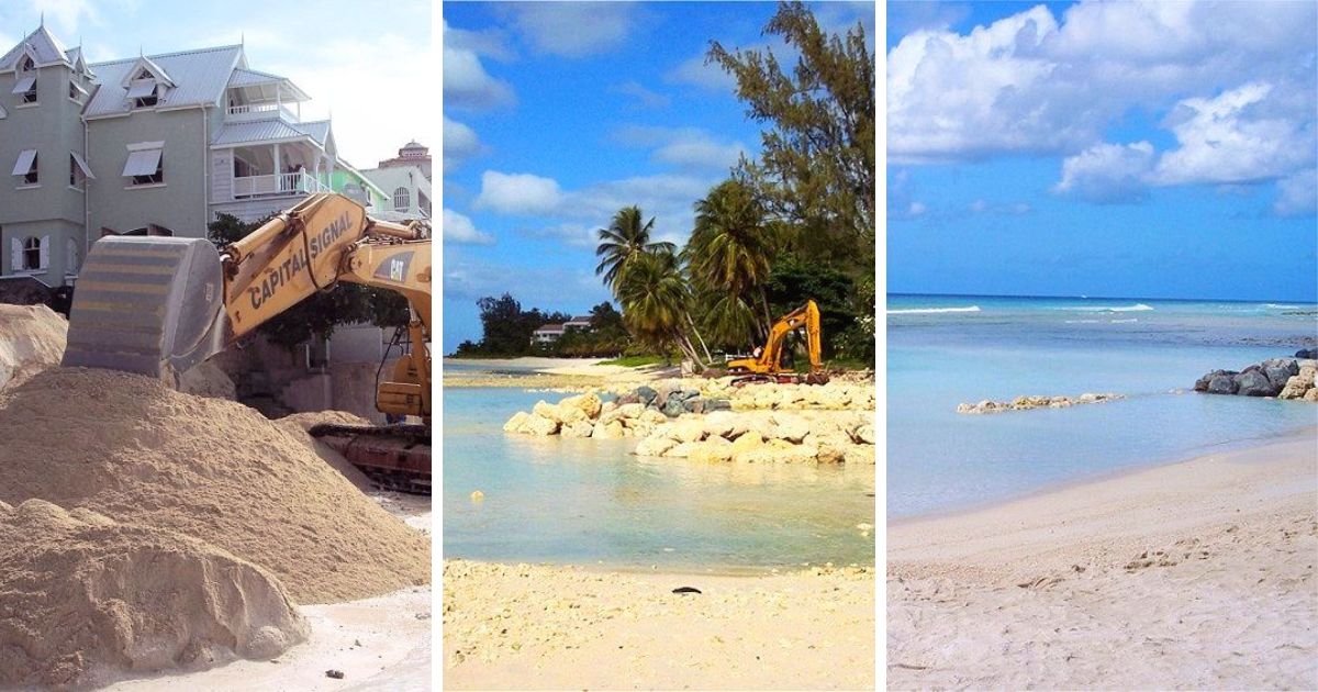 Building wide and long beaches along the Barbados Boardwalk